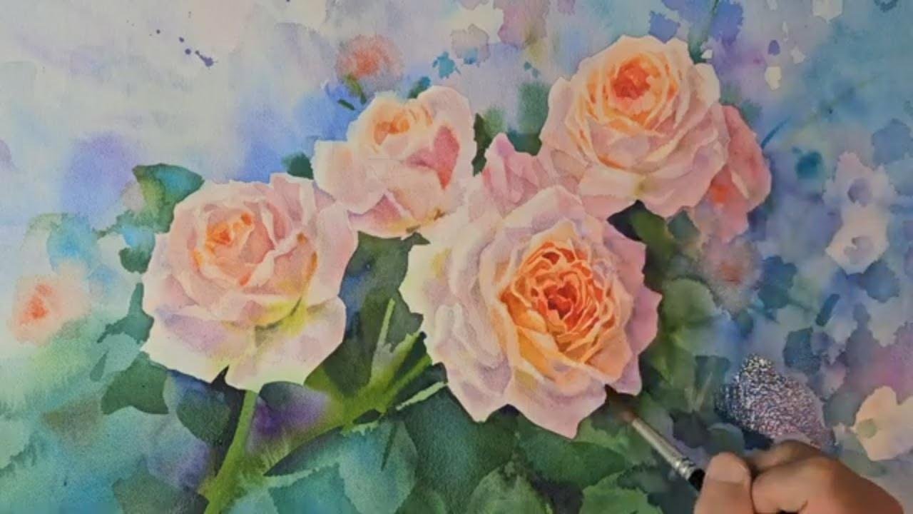 how to paint pink roses with watercolor | easy painting by Tony Lin ...