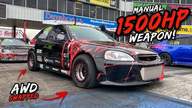 THE STREET OUTLAW 1500WHP AWD MANUAL HONDA CIVIC FROM HELL.. | Videos ...