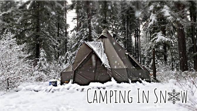 Camping With Lots Of SNOW! ｜ Glamping Setup | Videos | Aesthetic Nook ...